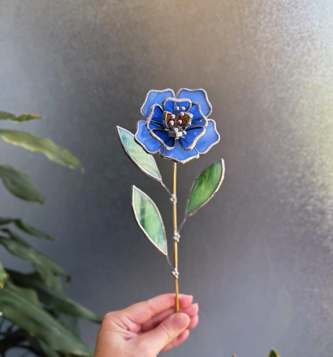 Stained Glass Peony Flower Pot Stick: Tropical Sun Catcher - Etsy