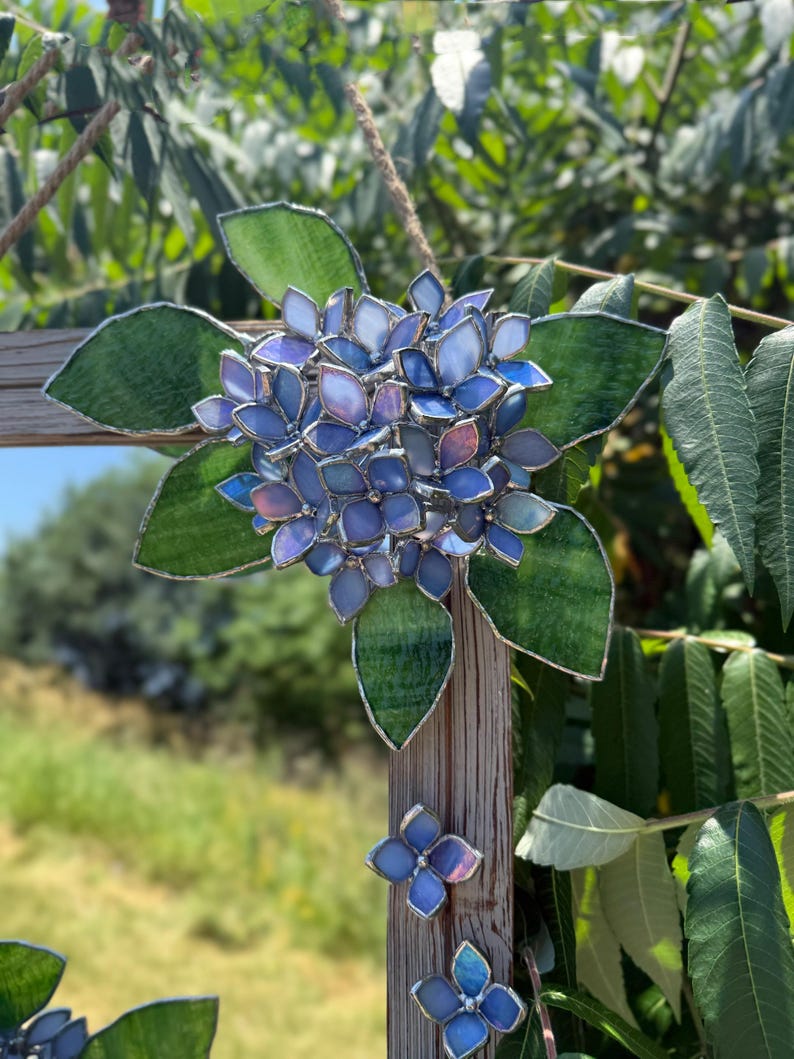 Handmade Lavender Hydrangea Stained Glass Mirror, Botanical Art ...