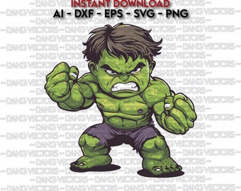 Vector File - Muscular Green Man Comic Fan - Art Ai Svg Dxf Png Eps Cut ...