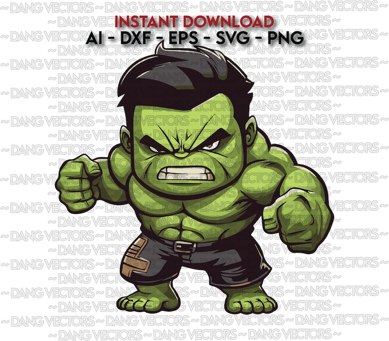 Vector File Muscular Green Man Comic Fan Art Ai Svg Dxf Png Eps Cut Laser Graphic Print Design ...