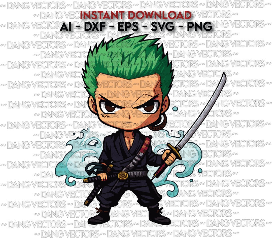 Archivo vectorial Green Hair Swordsman One Anime Fan Art Ai - Etsy España