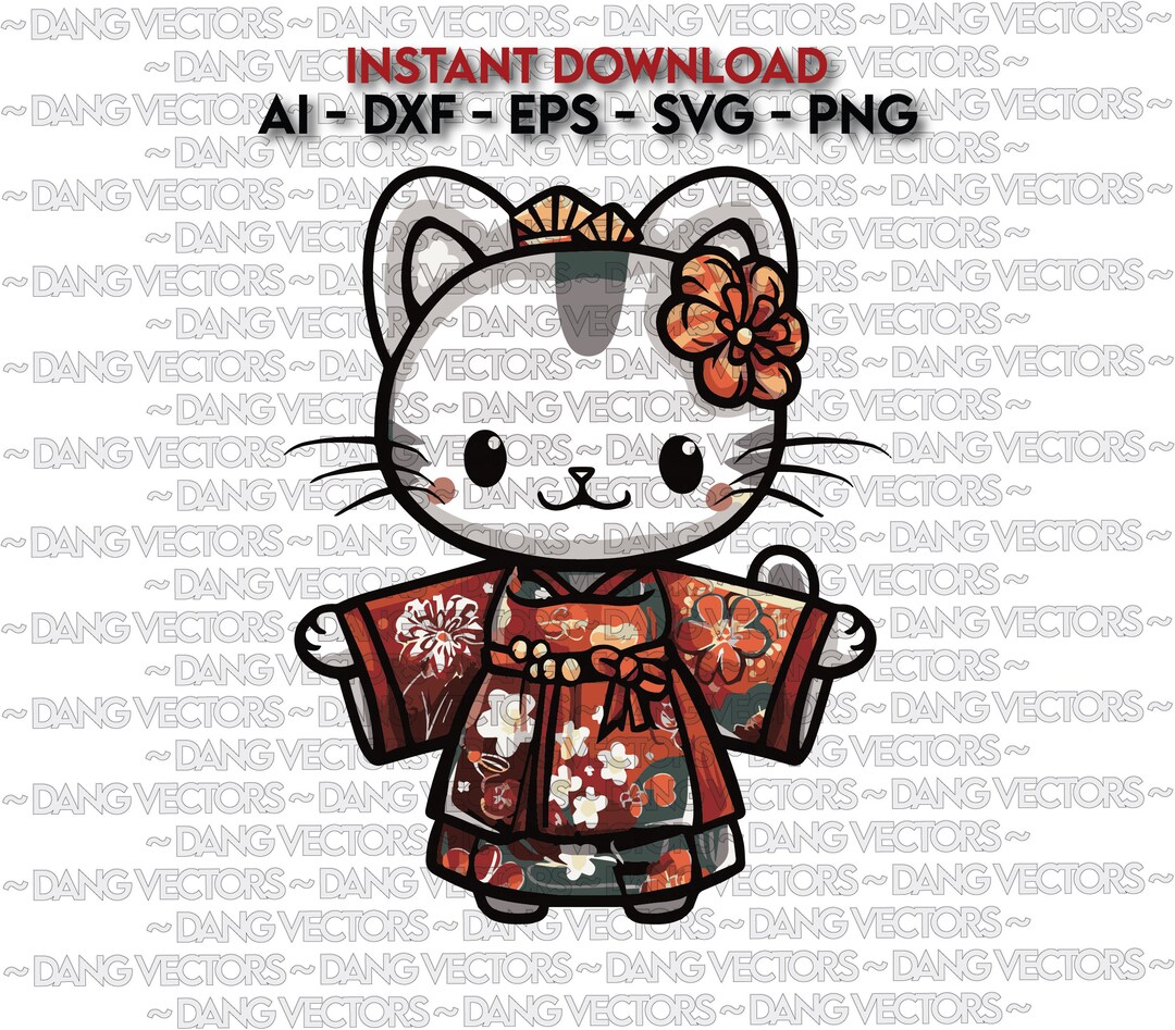 Vector File - Cat Traditional Chinese Qipao Dress 3 Art Ai Svg Dxf Png ...