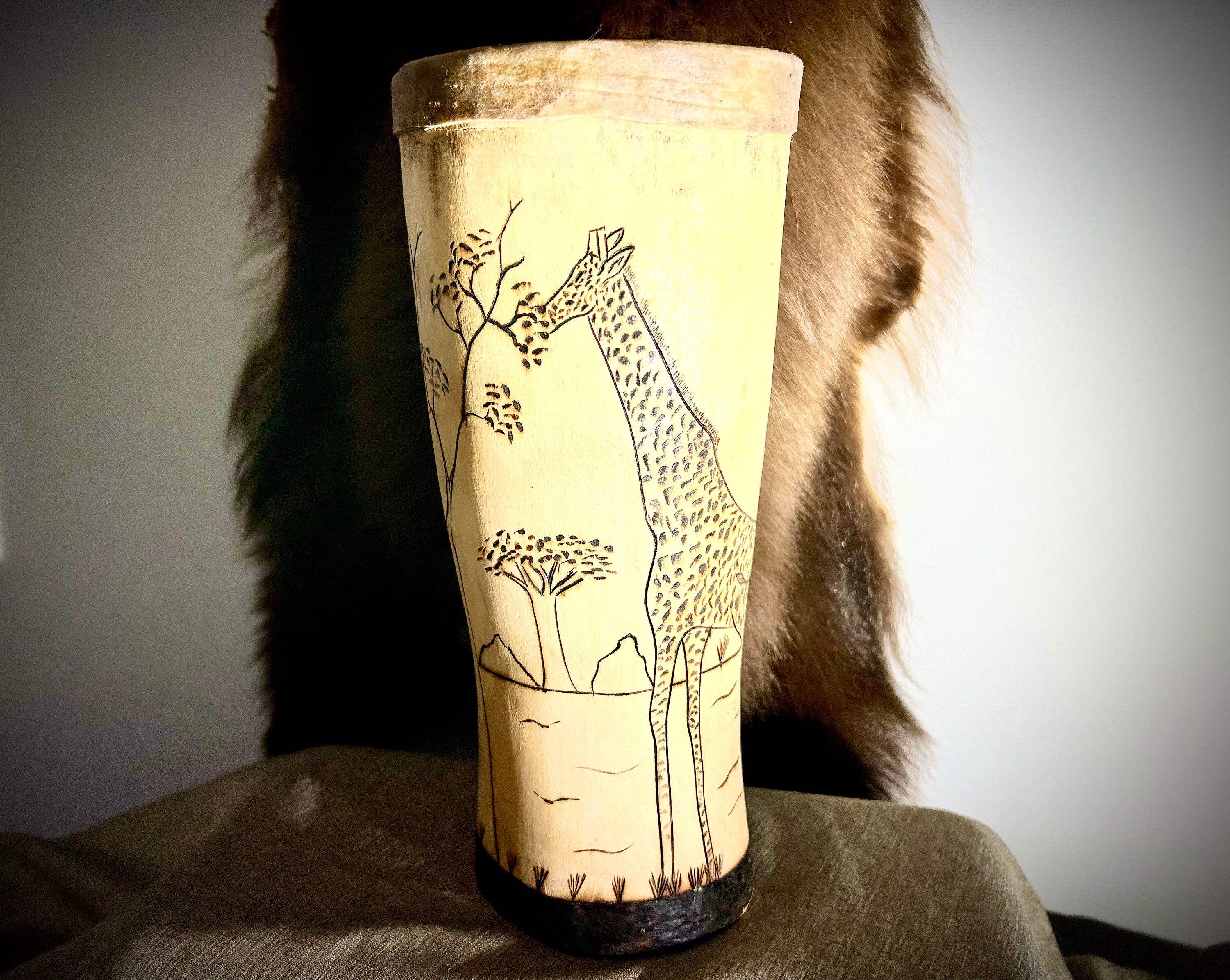 Traditional African Drum Genuine Handmade Africa Art Giraffe Decor ...