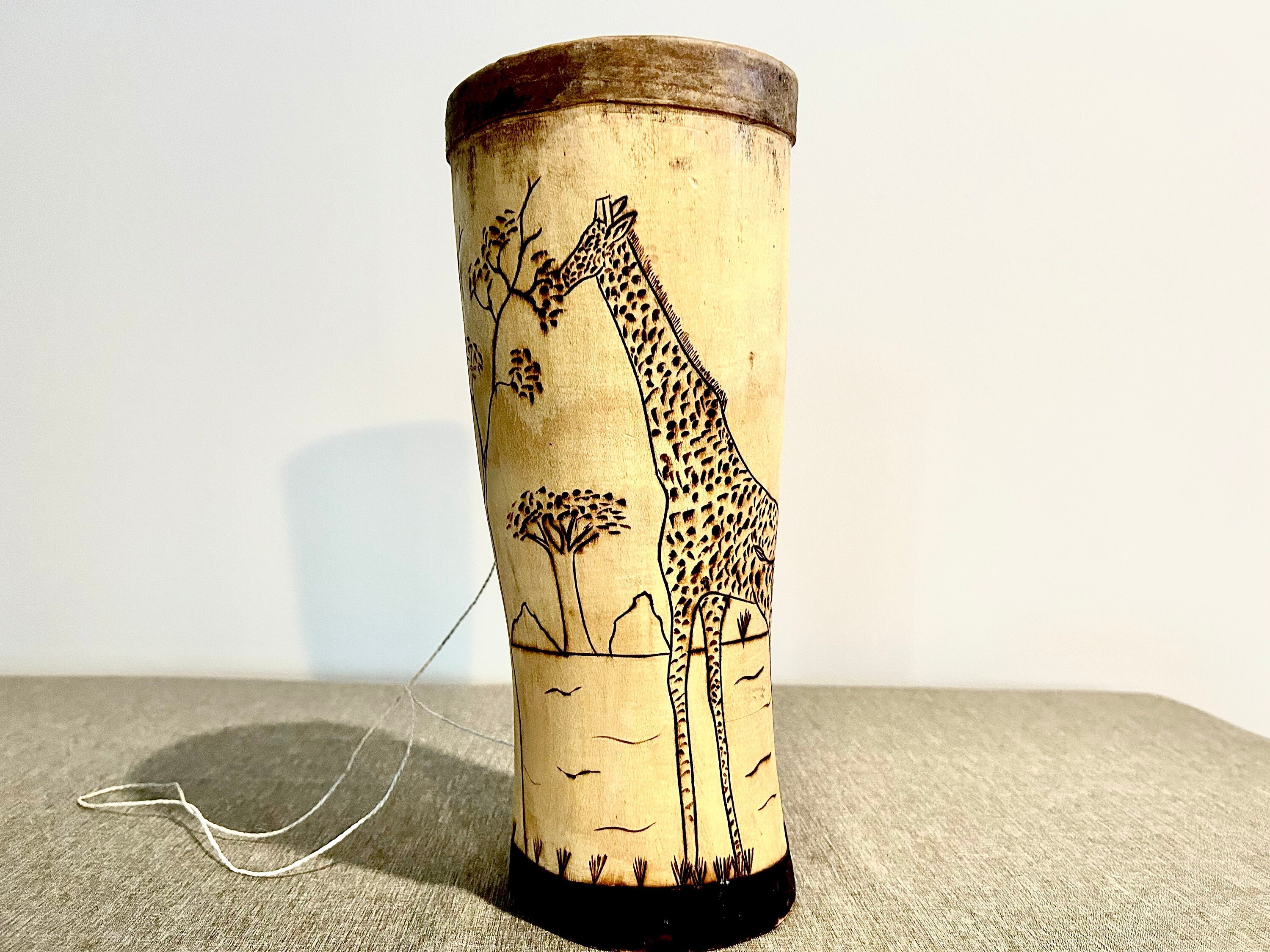 Traditional African Drum Genuine Handmade Africa Art Giraffe Decor ...
