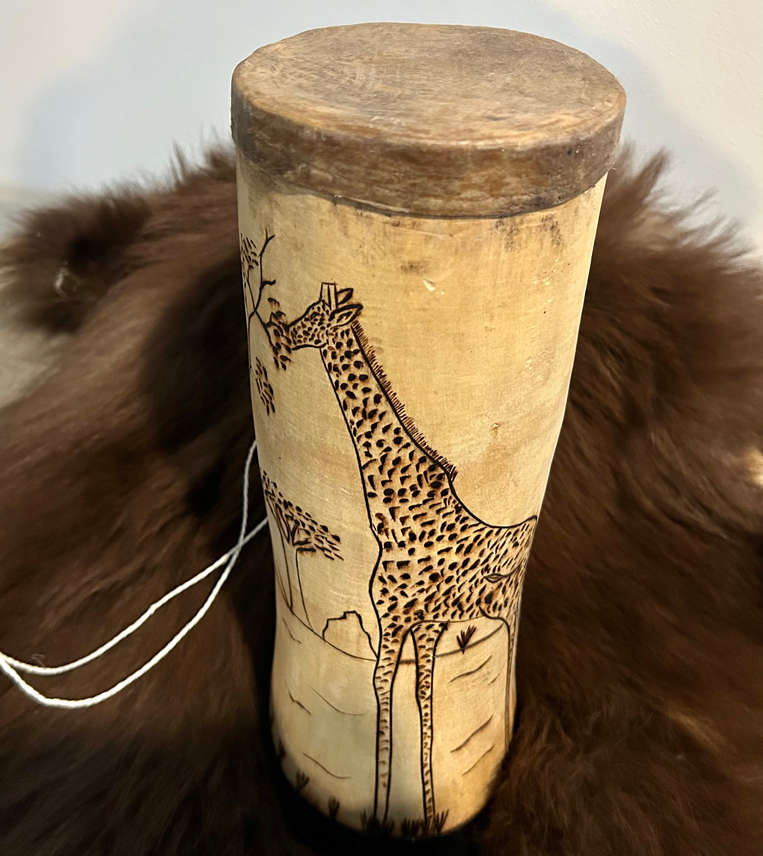 Traditional African Drum Genuine Handmade Africa Art Giraffe Decor ...