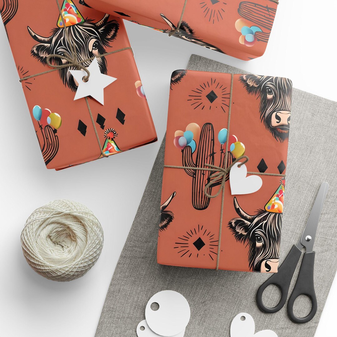 Rustic Cow Themed Wrapping Paper, Unique Gift Wrap, Western Decor ...