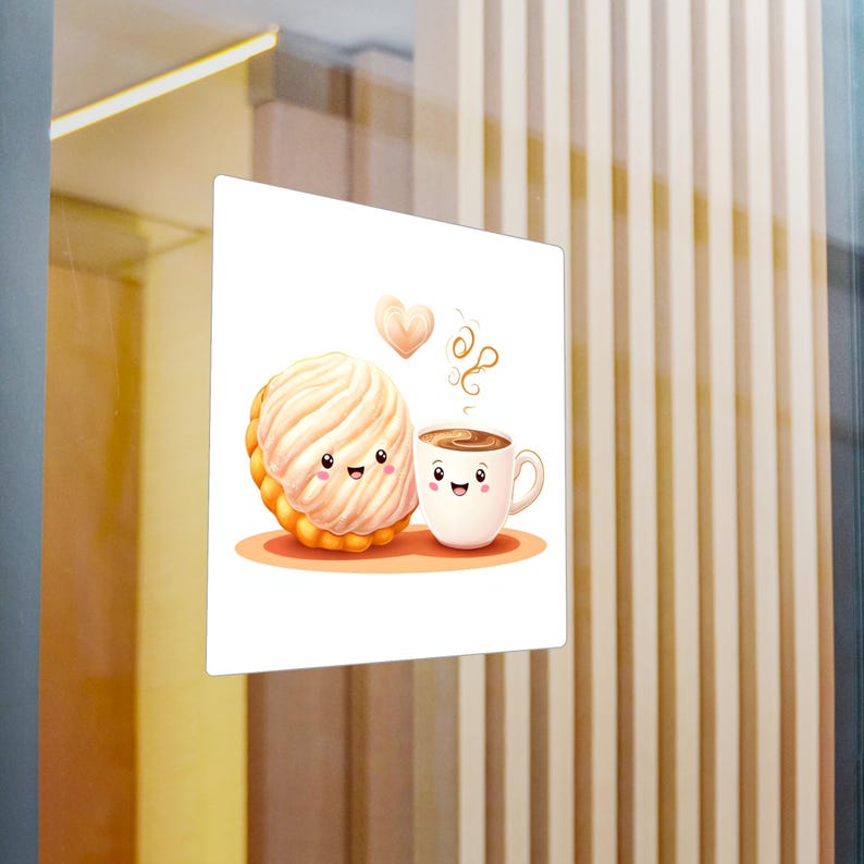 Cute Concha Y Cafe Kiss-cut Vinyl Decals Whimsical Home Decor Coffee ...