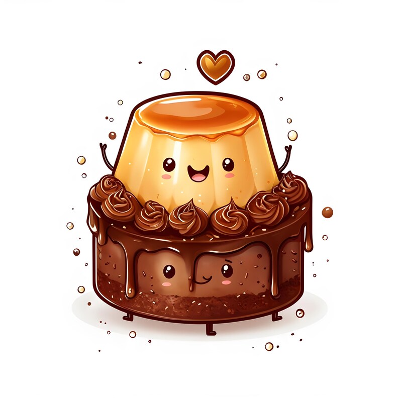 Cute Dessert Choco Flan Kawaii Mexican Dessert Kiss-cut Vinyl Decals ...