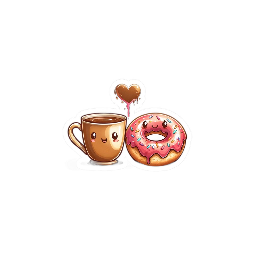 Cute Coffee and Donut Vinyl Decals, Fun Stickers for Mugs, Laptops ...