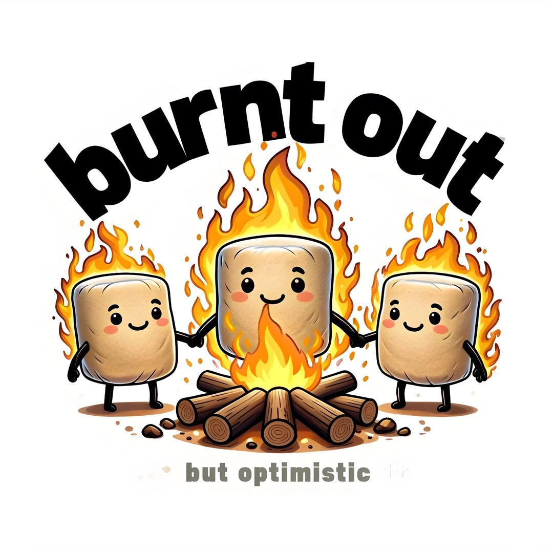 Burnt Out but Optimistic Vinyl Decals Cute Marshmallow Stickers for ...