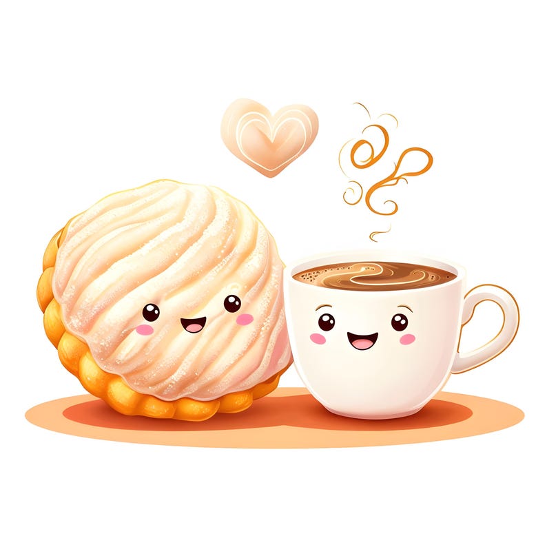 Cute Concha Y Cafe Kiss-cut Vinyl Decals Whimsical Home Decor Coffee ...