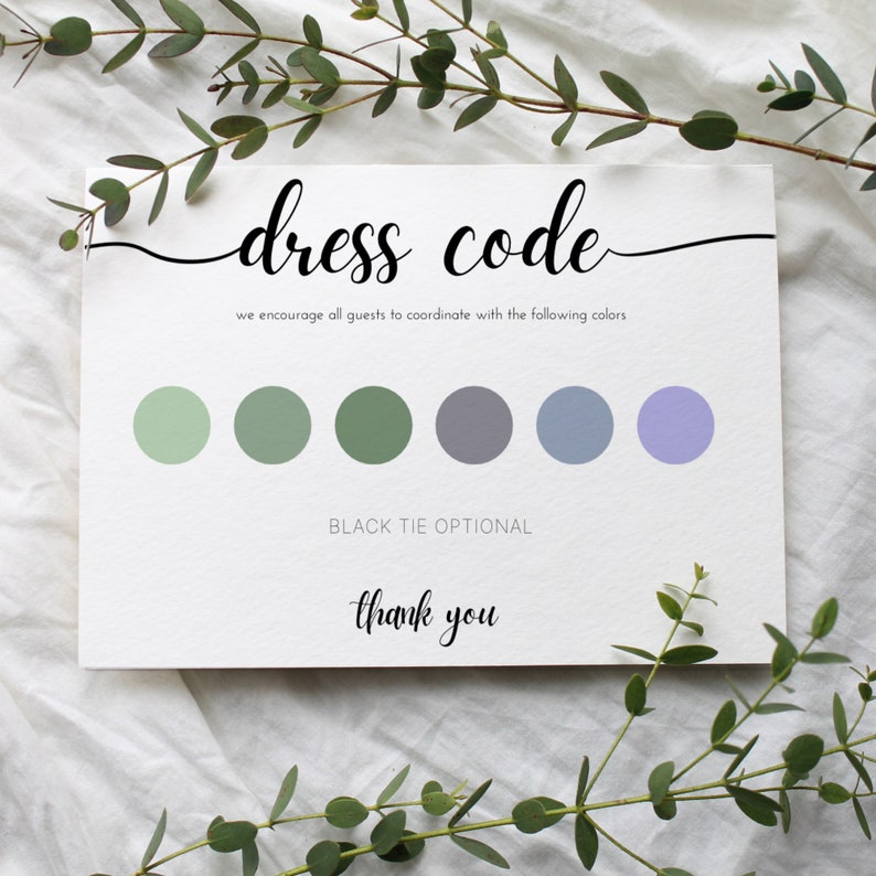 Wedding Dress Code Card, Guest Attire Template, Editable Canva Template ...