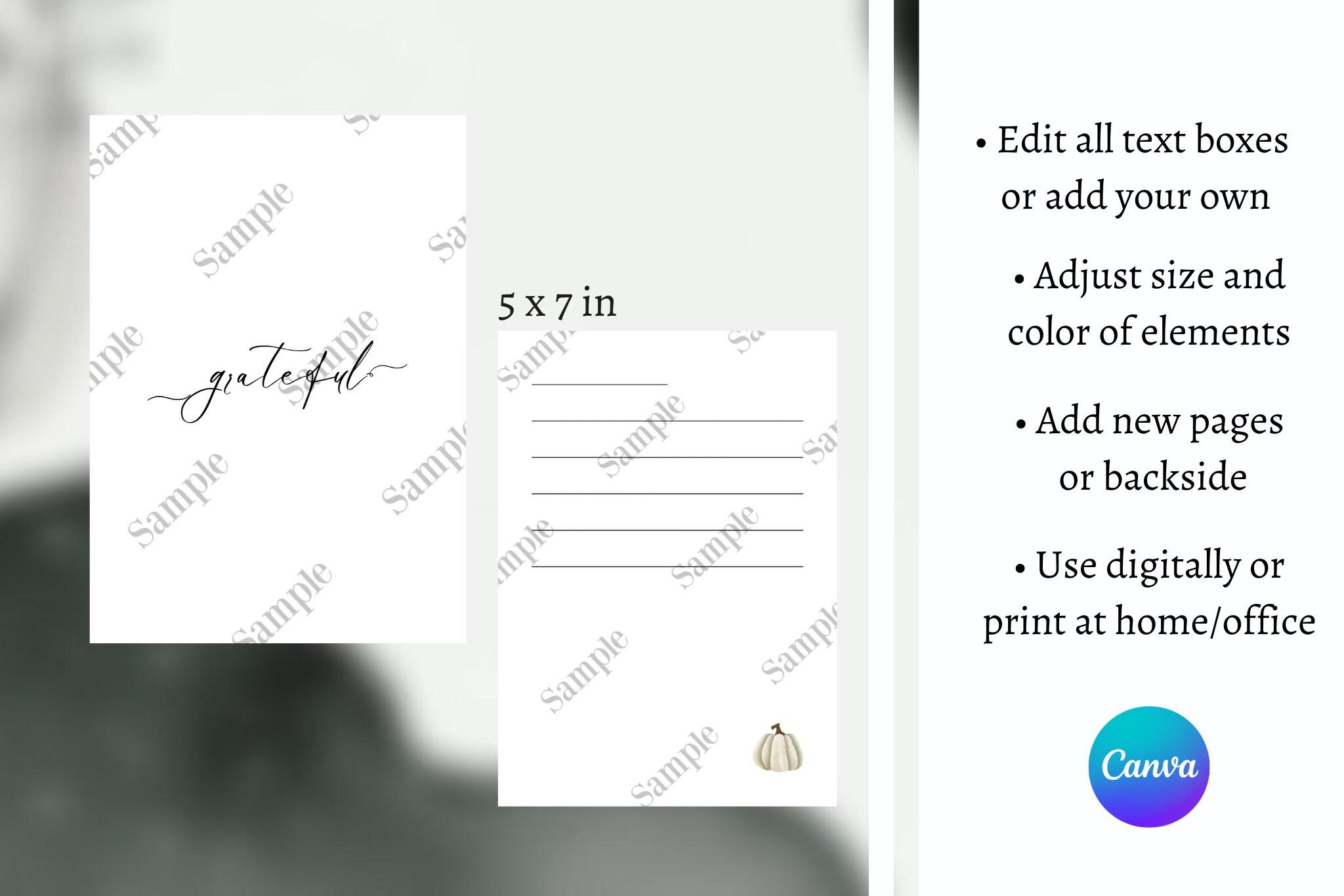 Grateful Thanksgiving Card Printable Thank You Gratitude - Etsy