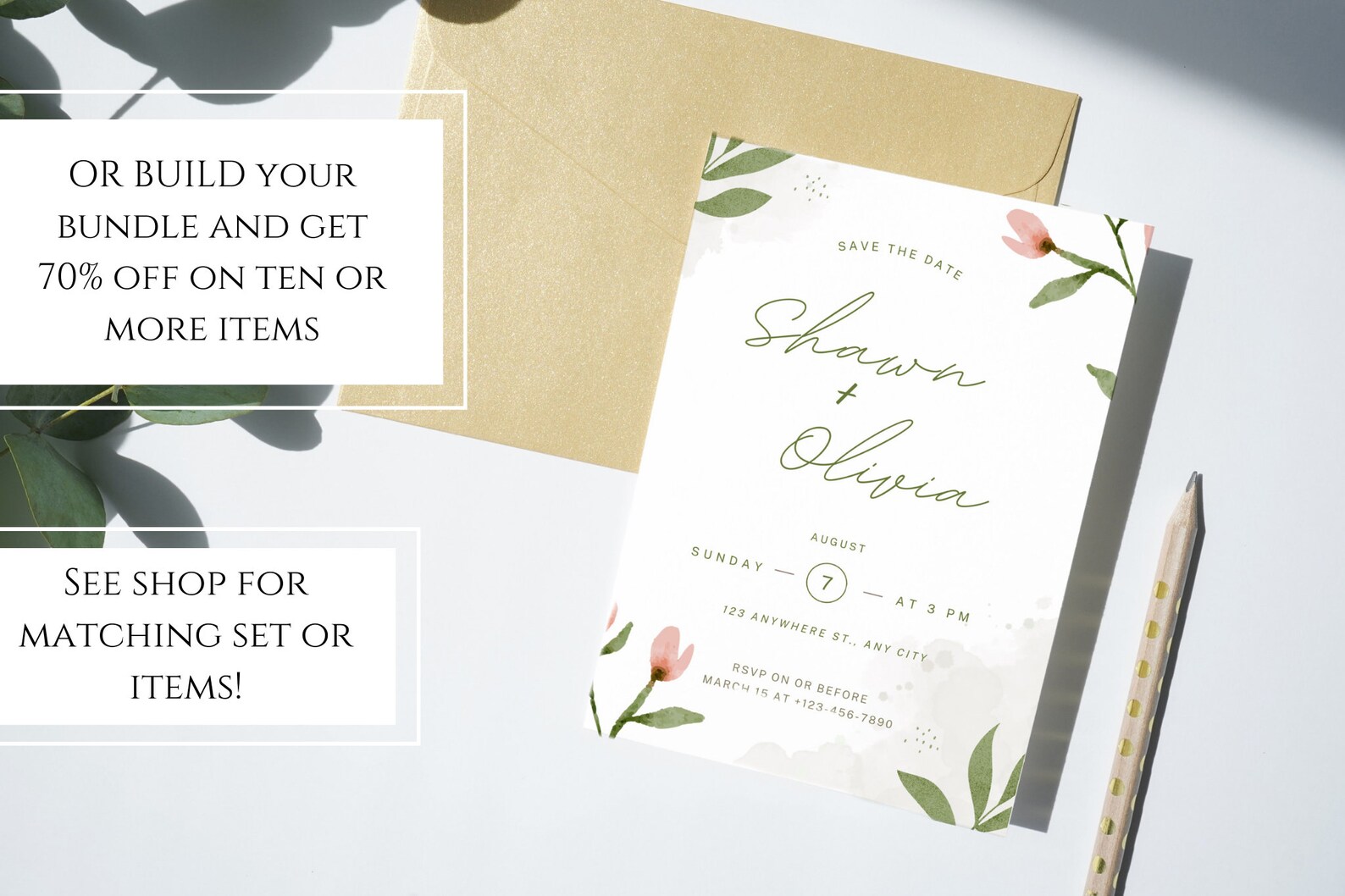 Spring Wedding Invitation Template, Printable Floral Wedding Invitation ...