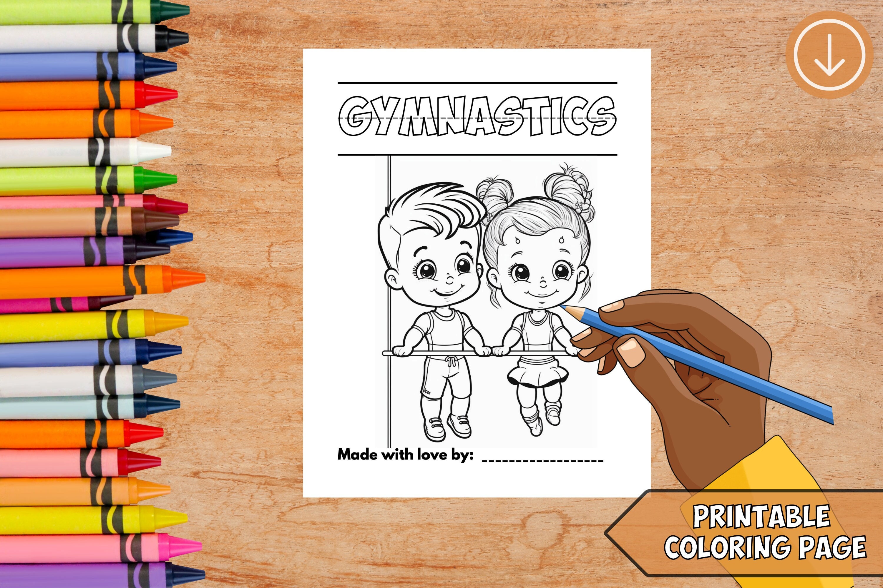 Gymnastics Coloring Page Printable PDF Preschool Kindergarten ...