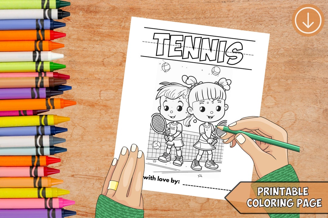 Tennis Coloring Page Printable PDF Preschool Kindergarten Homeschool ...