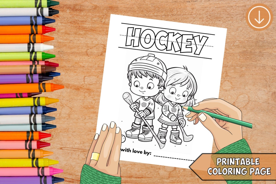 Hockey Coloring Page Printable PDF Preschool Kindergarten Homeschool ...