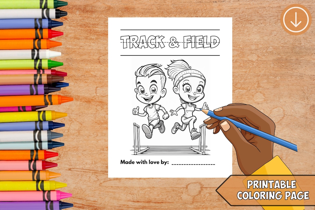 Track and Field Coloring Page Printable PDF Preschool Kindergarten ...