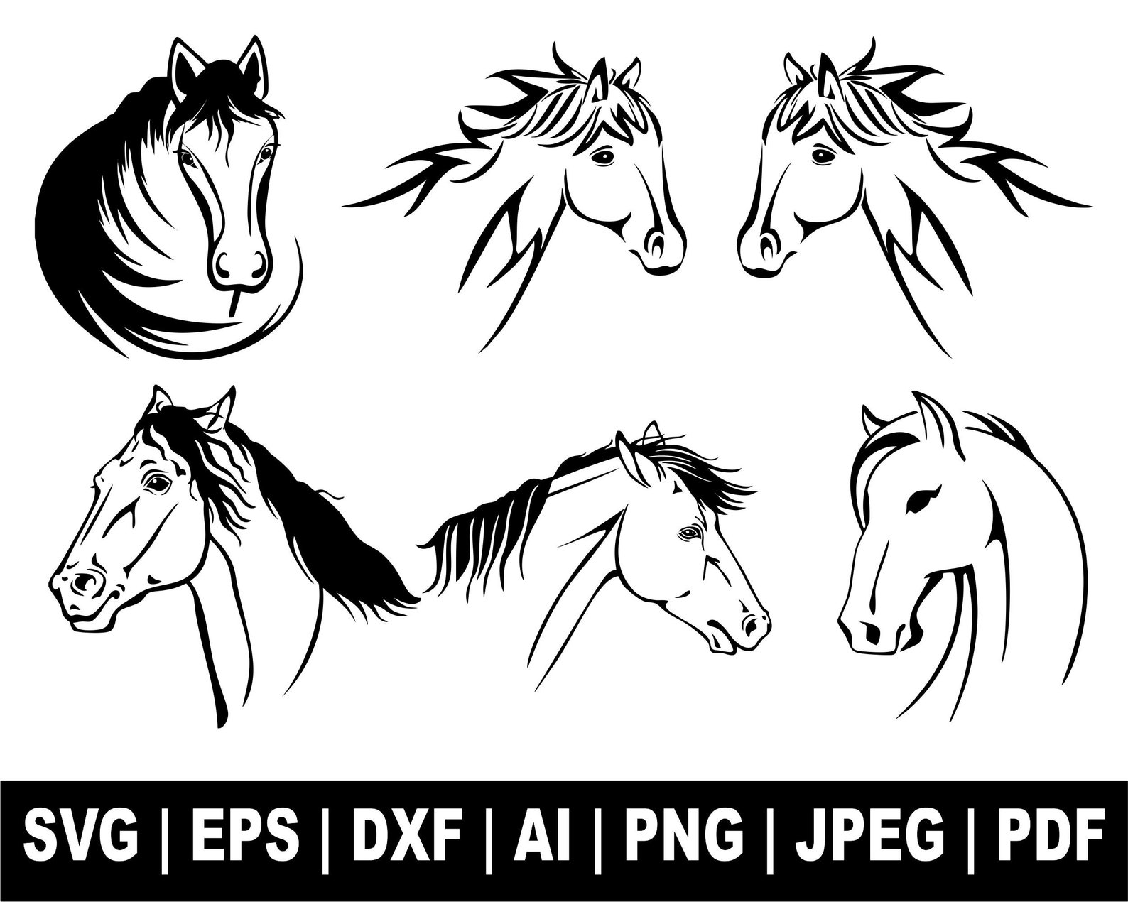 Pferdekopf Svg Bundle Pferd Gesicht Svg Pferd Svg Pferd - Etsy.de