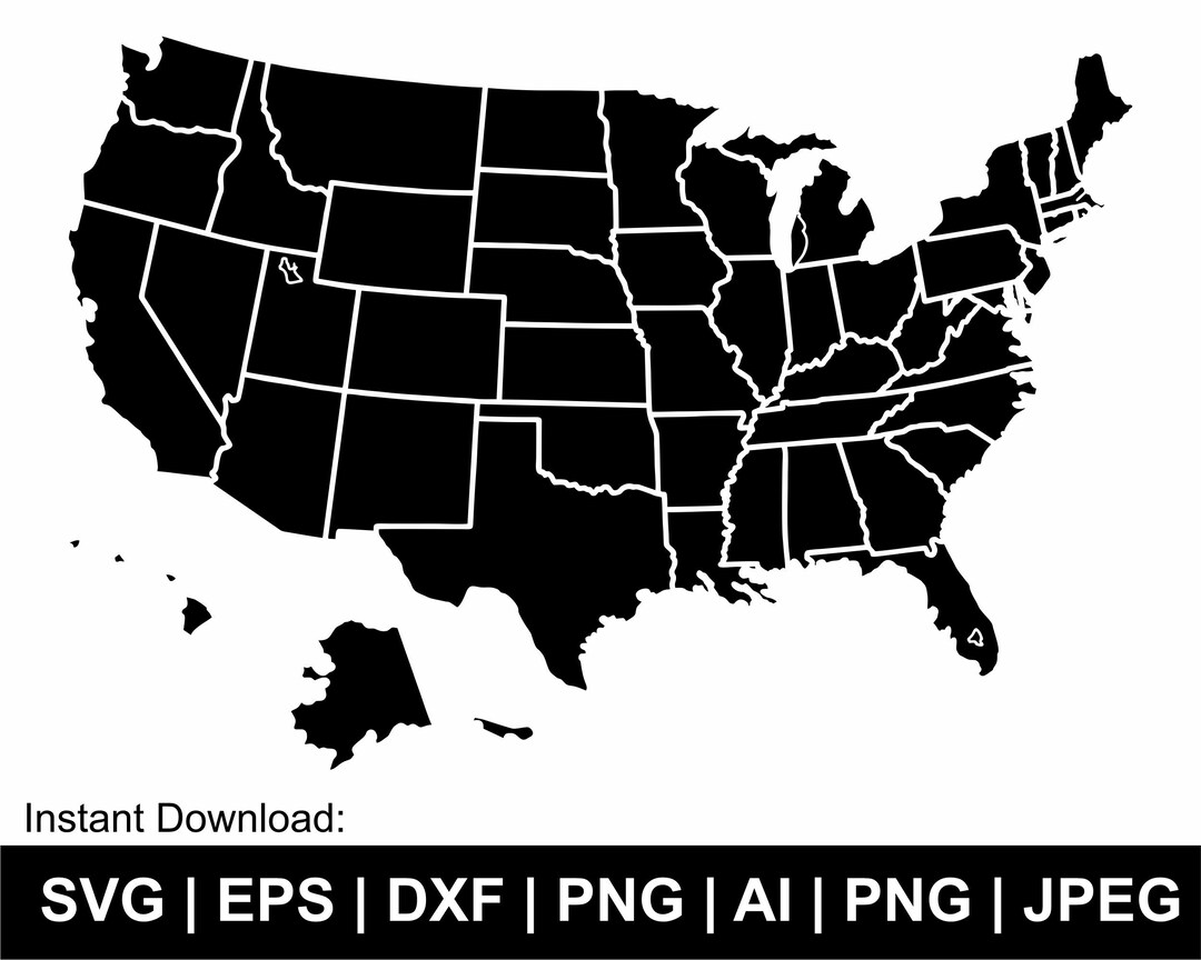 United States Map Svg America Map Svg Usa Map Svg Map Svg - Etsy Hong Kong