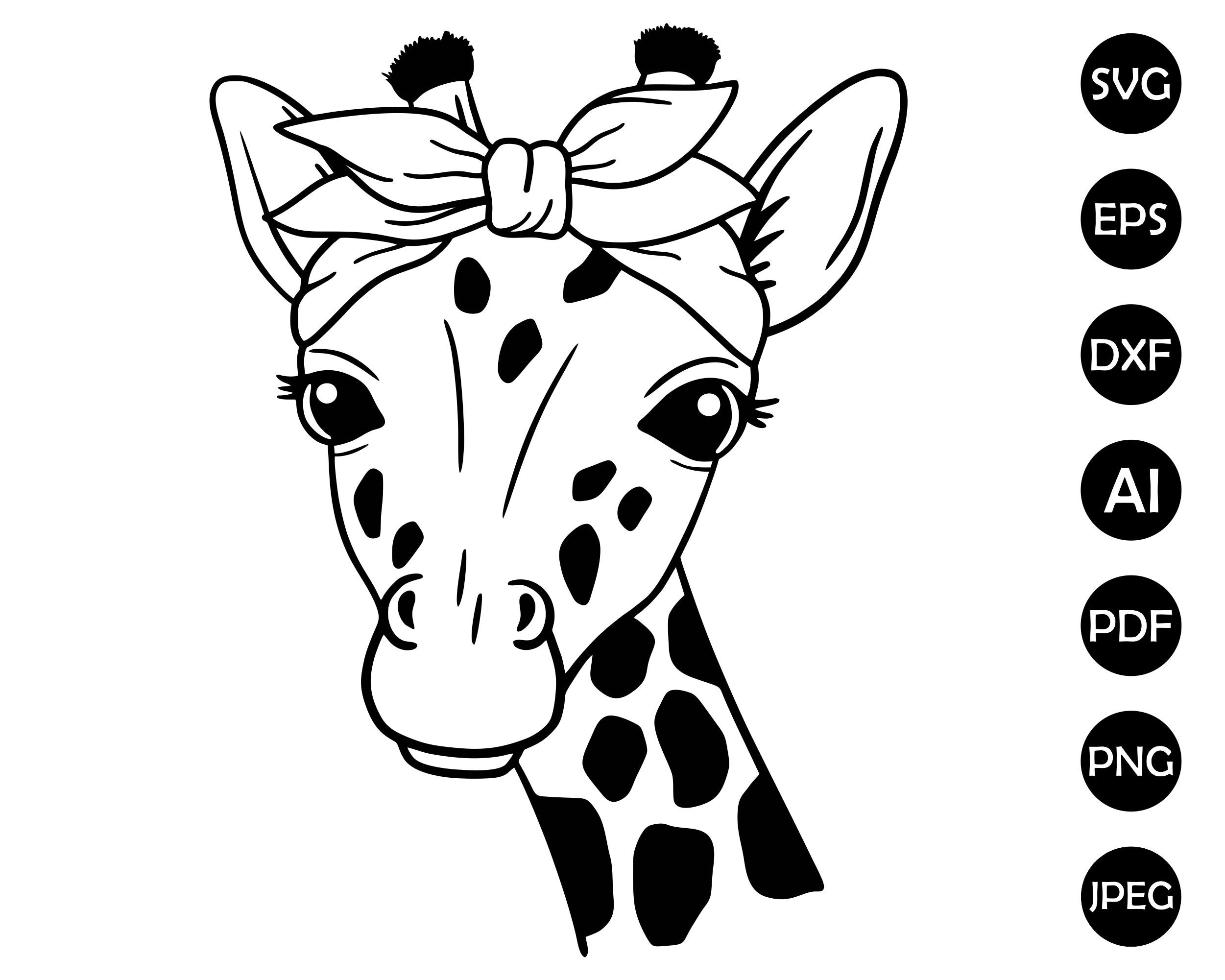 Giraffe Head Clipart Black And White