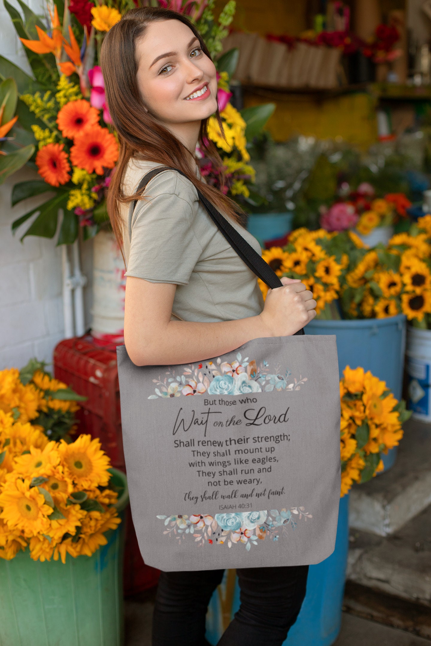 Isaiah 40:31 Polyester Canvas Tote Bag Scripture Tote Bag, Christian ...