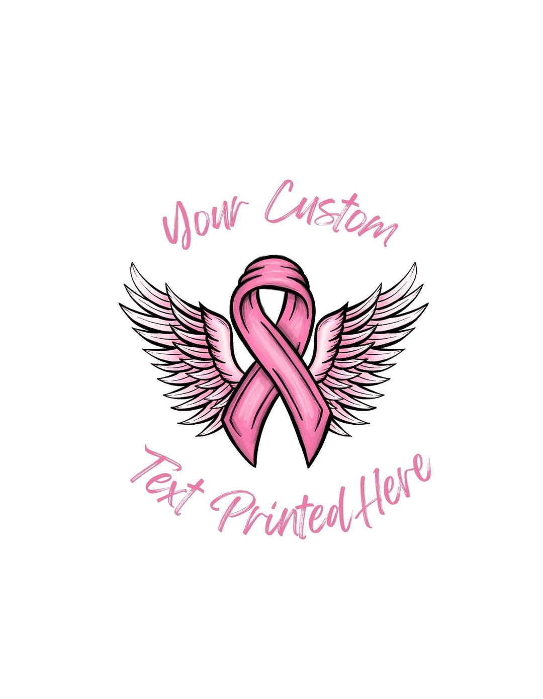 Personalize Your Text Pink Ribbon & Wings T-shirt | Unisex Jersey Short ...