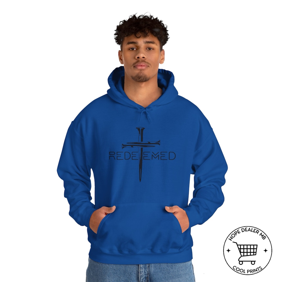 Redeemed Hoodie With Cross Nails | Cross With Nails Hoodie | Christian ...