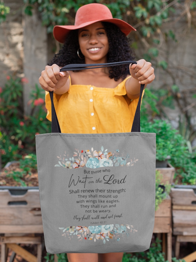 Isaiah 40:31 Polyester Canvas Tote Bag - Scripture Tote Bag, Christian ...