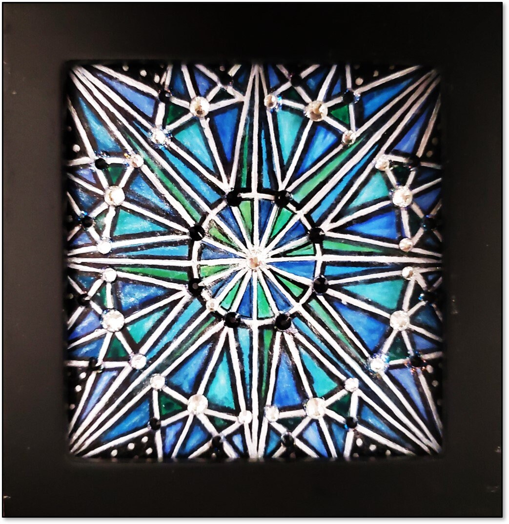 Zentangle-inspired Art (ZIA) Original Mini-painting With Crystal ...