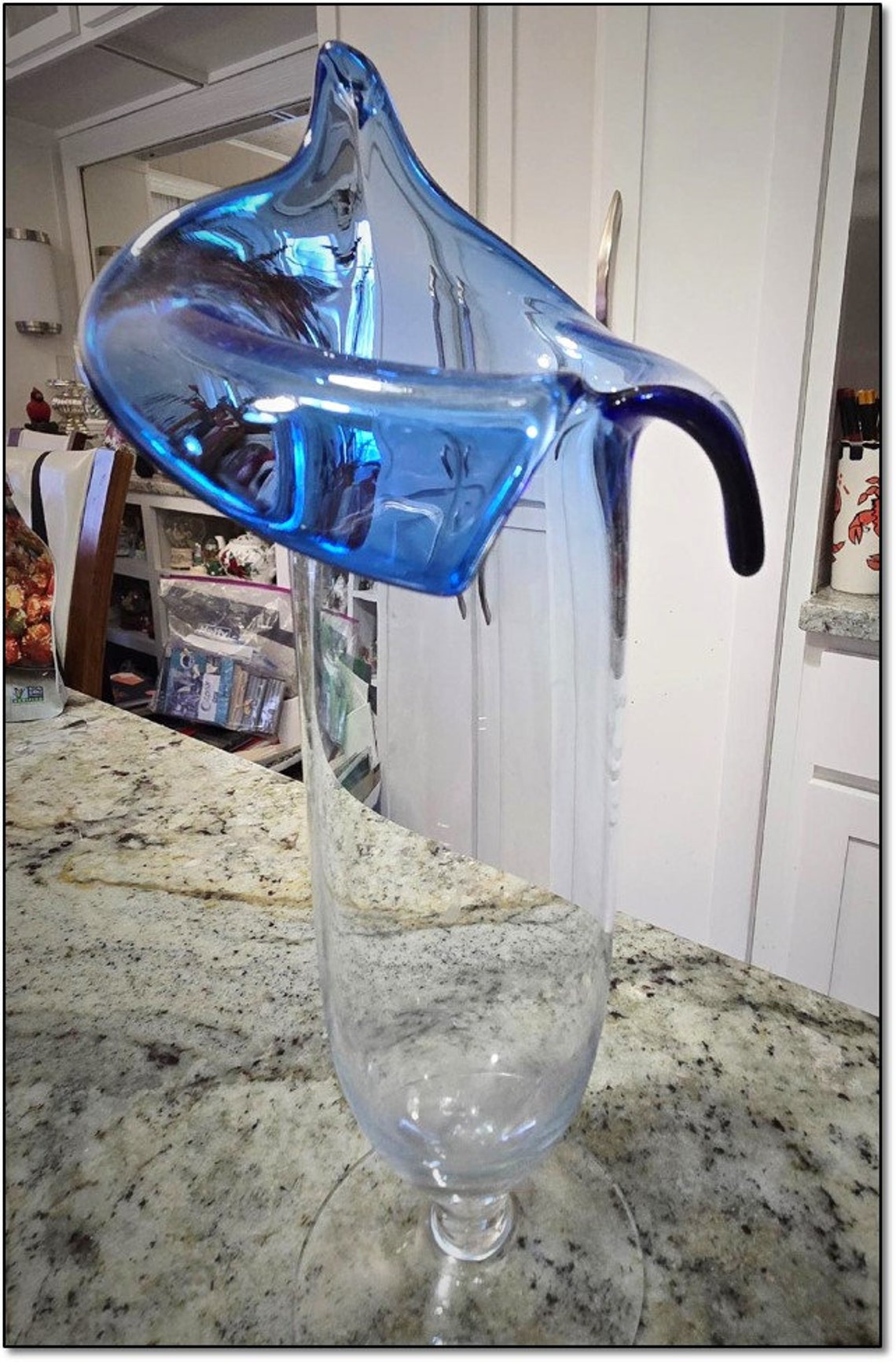 Vintage Cobalt Blue Hand-blown 10 Glass Jack-in-the-pulpit Vase on a ...