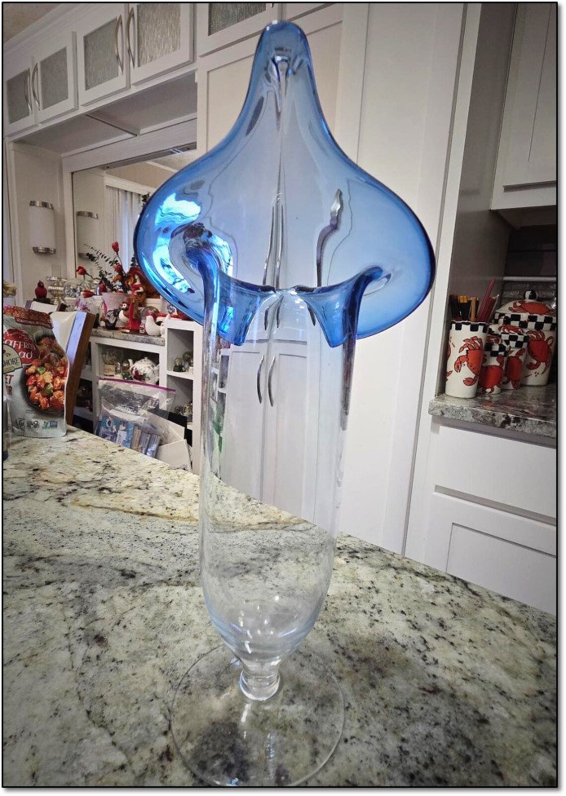 Vintage Cobalt Blue Hand-blown 10 Glass Jack-in-the-pulpit Vase on a ...