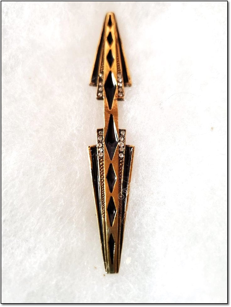 Vintage Art Deco-style 4-piece Coordinating Pin Set, Gold With Crystals ...