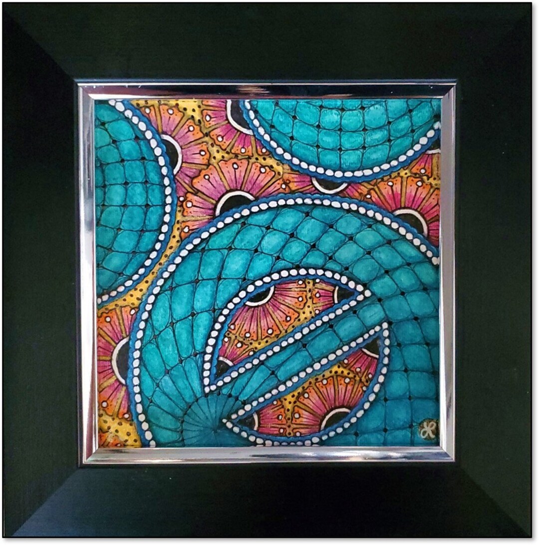 Original Zentangle-inspired Watercolor Piece “spinning Disks and Alien ...