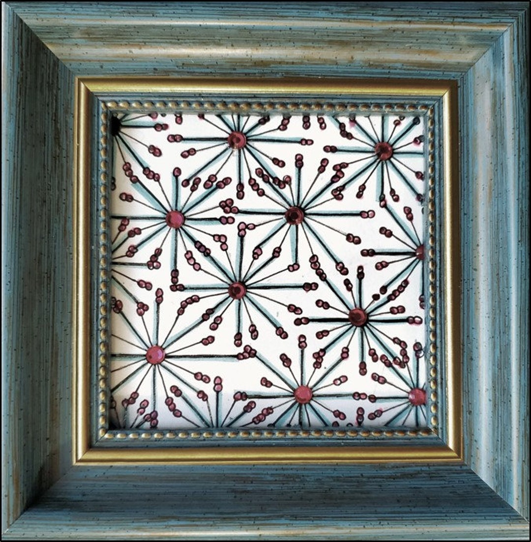 Zentangle Inspired Art (ZIA) Original Mini-painting With Crystal ...