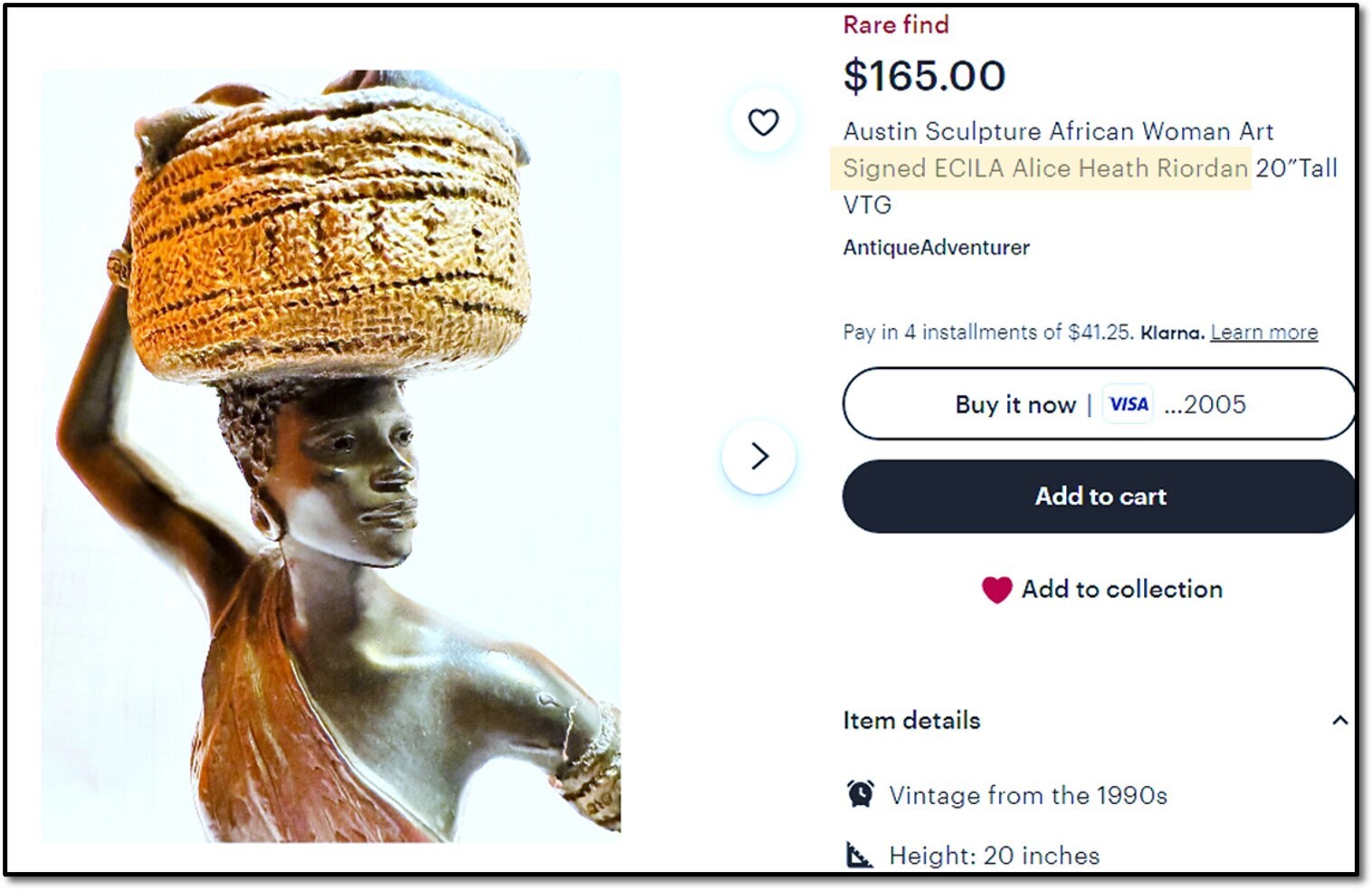 Vintage 1996-98, elegant Angel From Austin Sculpture by Artist Alice ...