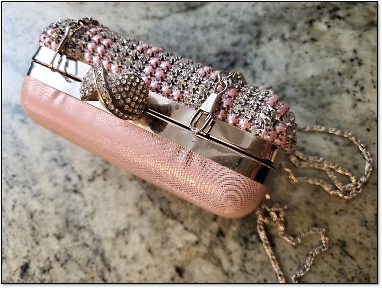 Vintage Pink Pearl-rhinestone Hardcase Clutch for Special Occasions ...