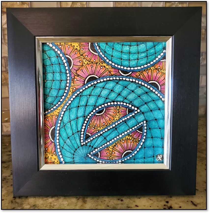 Original Zentangle-inspired Watercolor Piece “spinning Disks and Alien ...