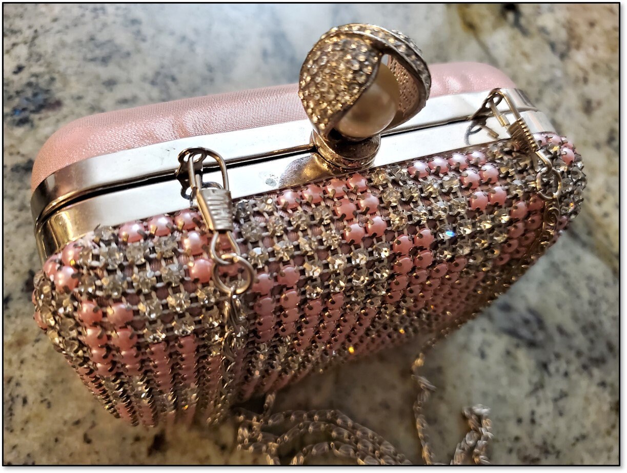 Vintage Pink Pearl-rhinestone Hardcase Clutch for Special Occasions ...