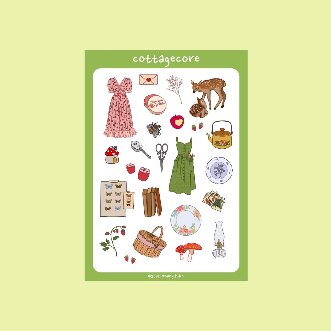 Cottagecore Sticker Sheet Planner & Bullet Journal Stickers - Etsy