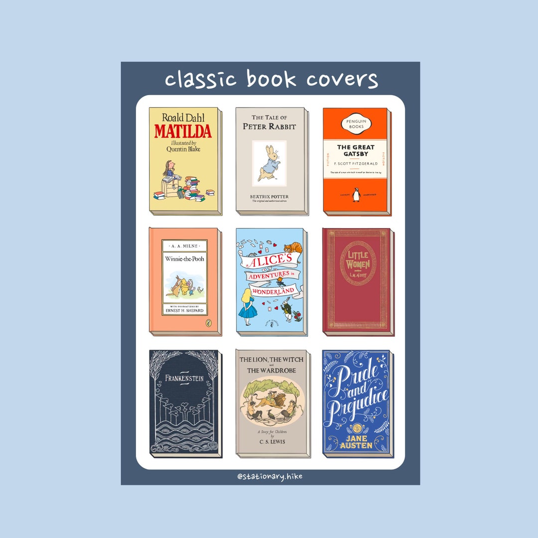 Classic Book Covers Sticker Sheet Handmade Journal Stickers - Etsy