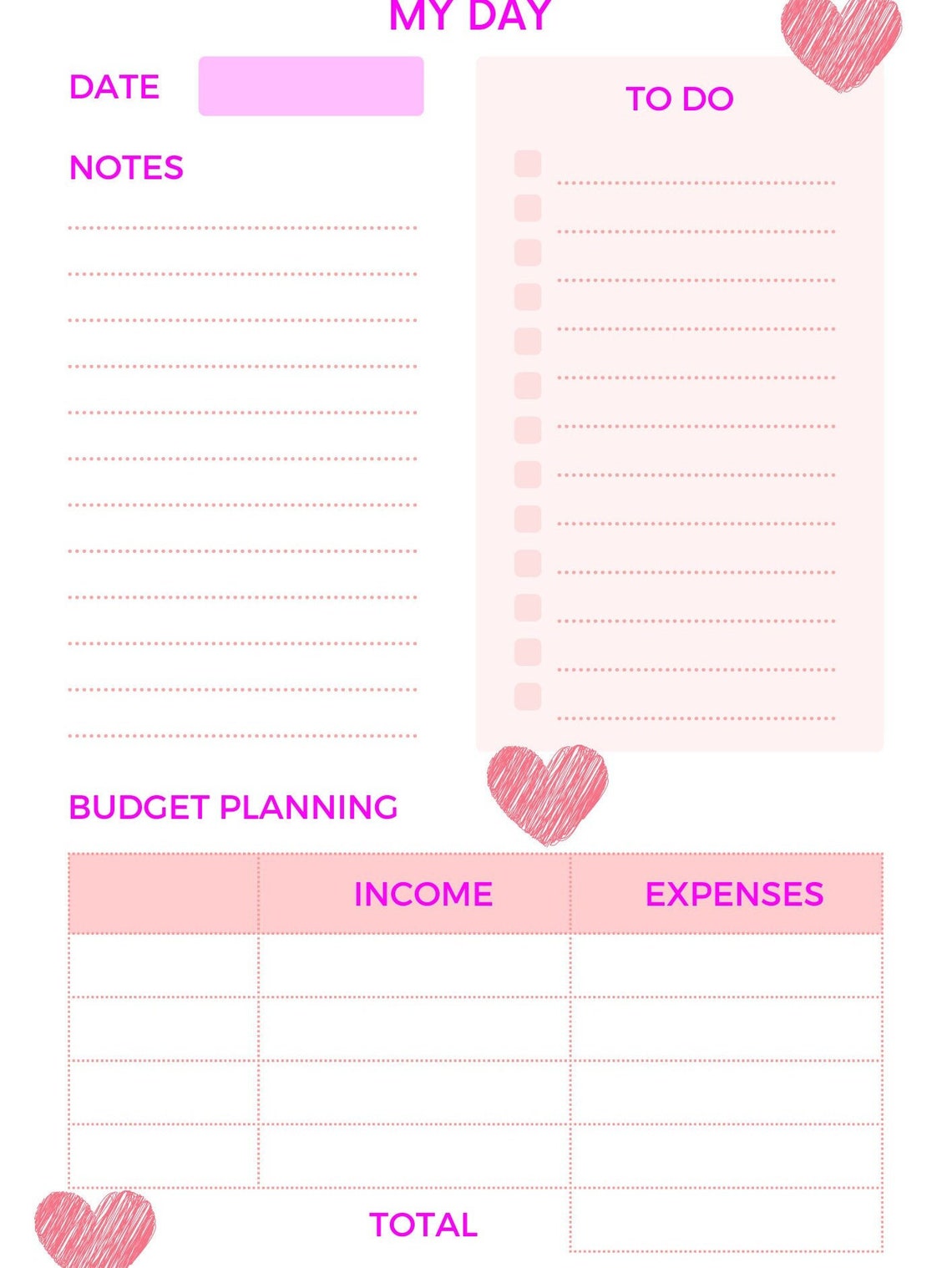 Heart Daily Planner - Etsy