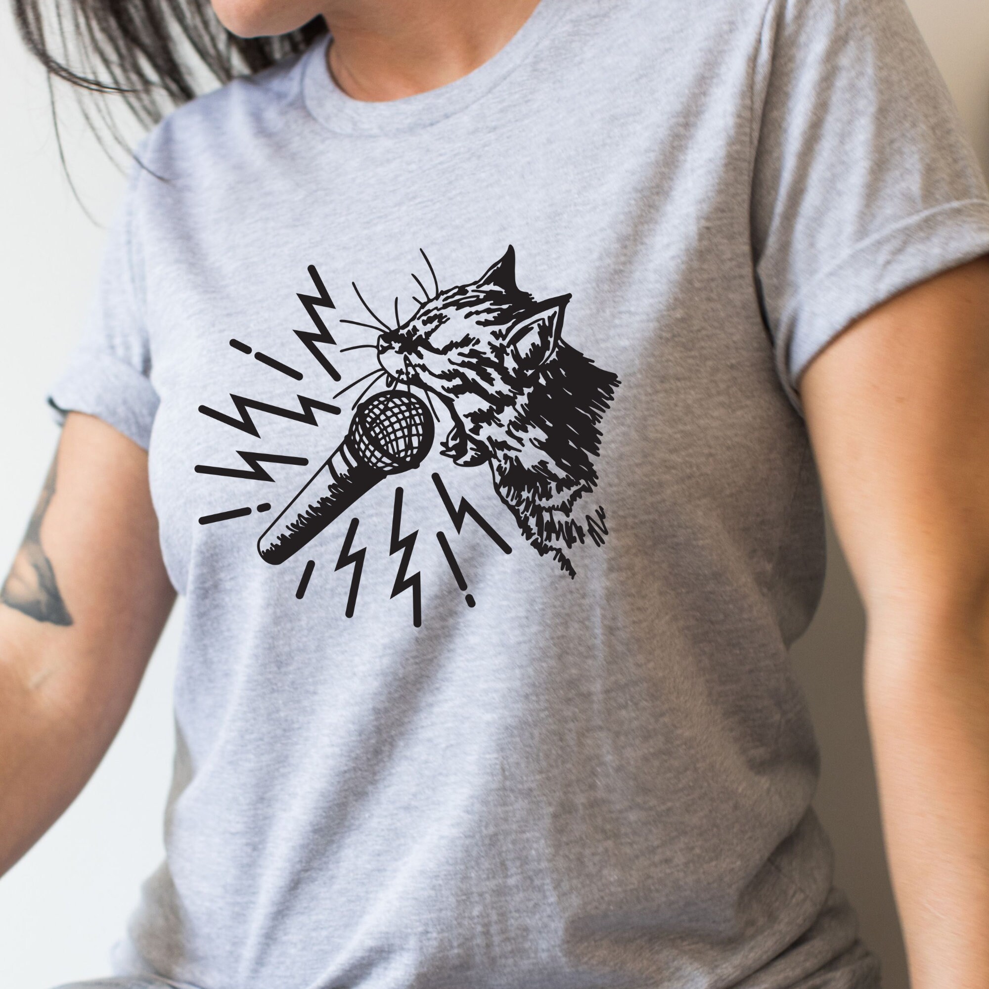 Punk Rock Cat Shirt,funny Cat Shirt,cute Cat Shirt,mens Funny Cat Shirt ...