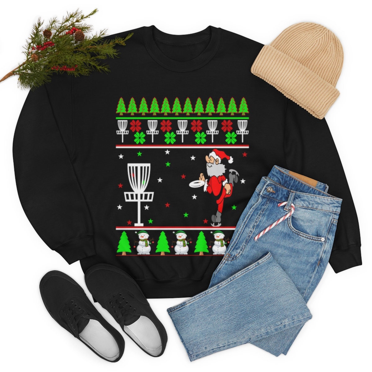 Ugly Disc Golf Santa Sweatshirt,funny Disc Golf Christmas Sweatshirt ...