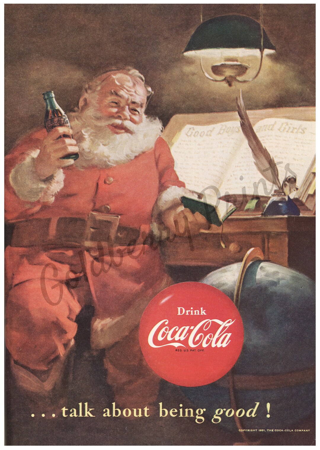 Vintage Coca-cola Christmas Ad, Retro, 1950s, Holiday, Stationery ...