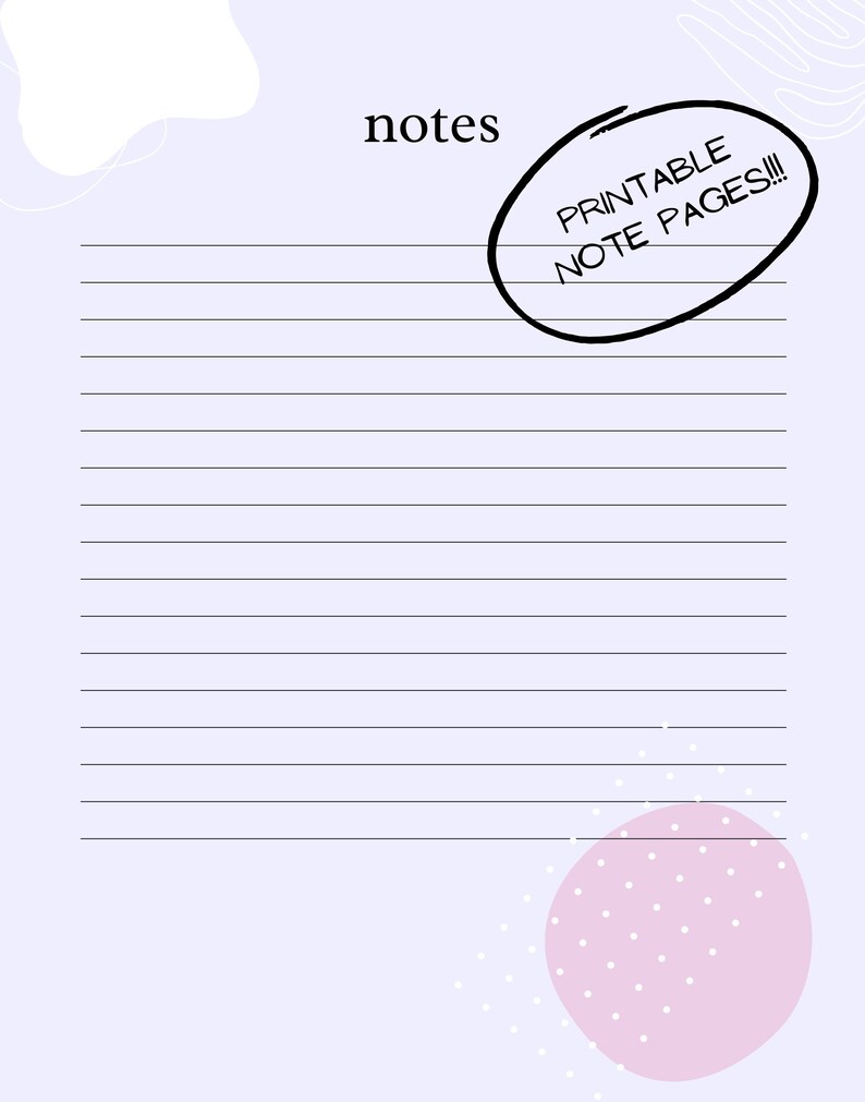 Digital Downloadable Note Taking Pages Notepad for School - Etsy