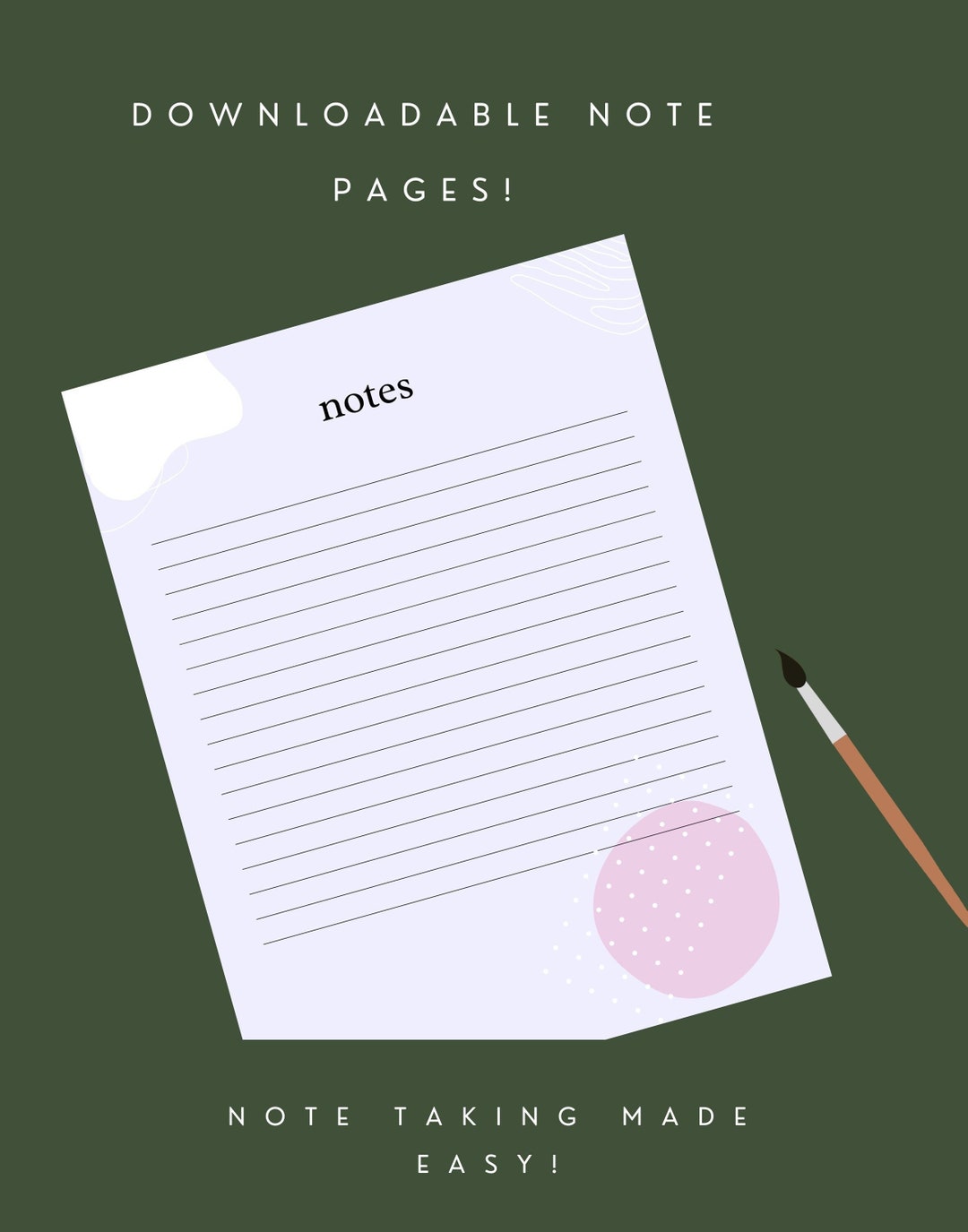 Digital Downloadable Note Taking Pages, Notepad for School, Work, or ...