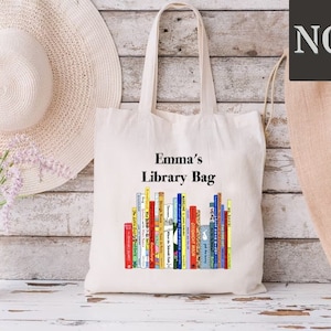 Personalized School Library Bag, Kid Name Library Tote Bag, Books Tote ...