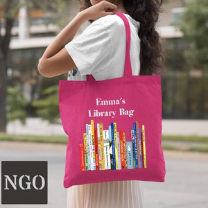 Personalized School Library Bag, Kid Name Library Tote Bag, Books Tote ...