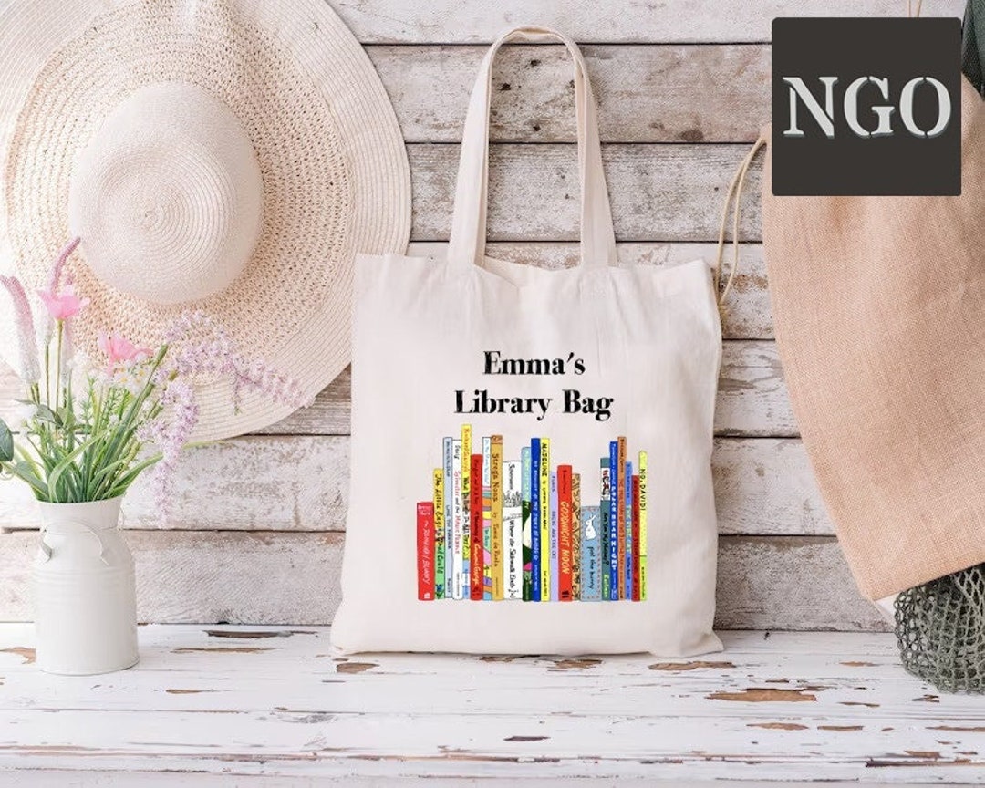 Personalized School Library Bag, Kid Name Library Tote Bag, Books Tote ...
